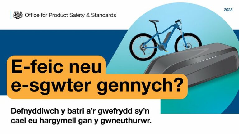 Neges Diogelwch: e-feic ac e-sgwter - Wales Safer Communities